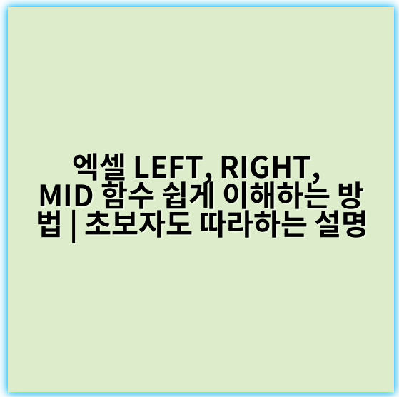 엑셀 LEFT, RIGHT, MID 함수 쉽게 이해하는 방법 | 초보자도 따라하는 설명